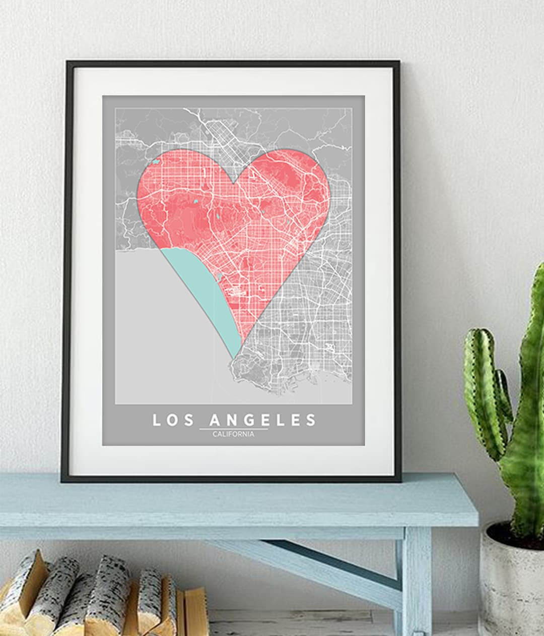I LOVE LA Street Poster Map. Los Angeles Heart Map. City Street Map of ...