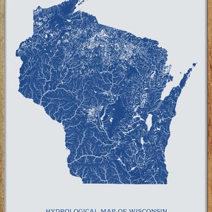 Wisconsin Rivers and Lakes Hydrological Map Poster - Etsy