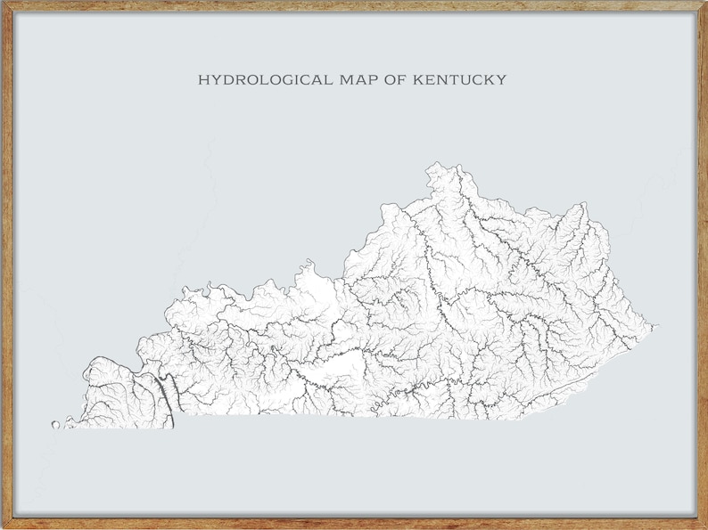 Kentucky Hydrological Map of Rivers and Lakes Kentucky Rivers | Etsy
