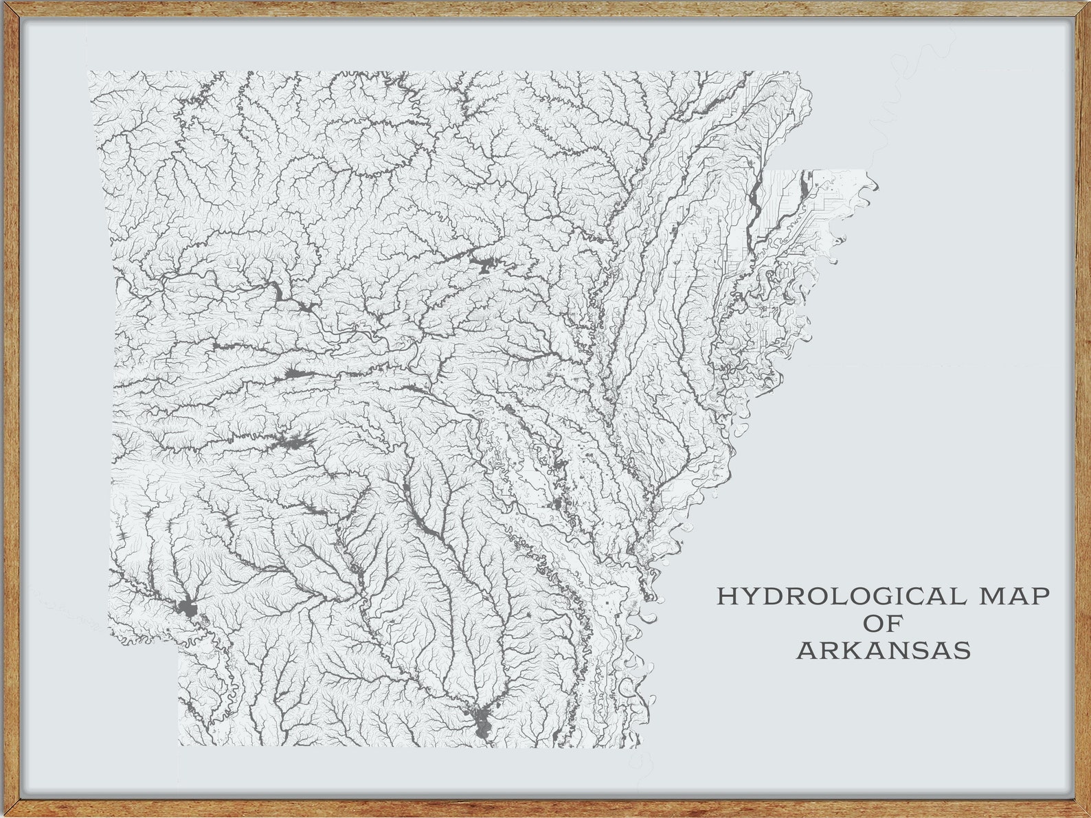 Arkansas Hydrological Map of Rivers and Lakes Arkansas Rivers | Etsy