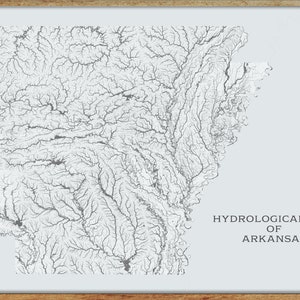 Arkansas Hydrological Map of Rivers and Lakes, Arkansas Rivers Poster ...