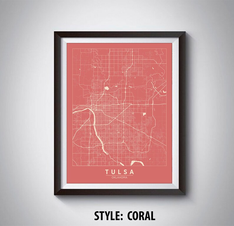 Map of Tulsa OK Tulsa Map Tulsa Poster Office Décor | Etsy