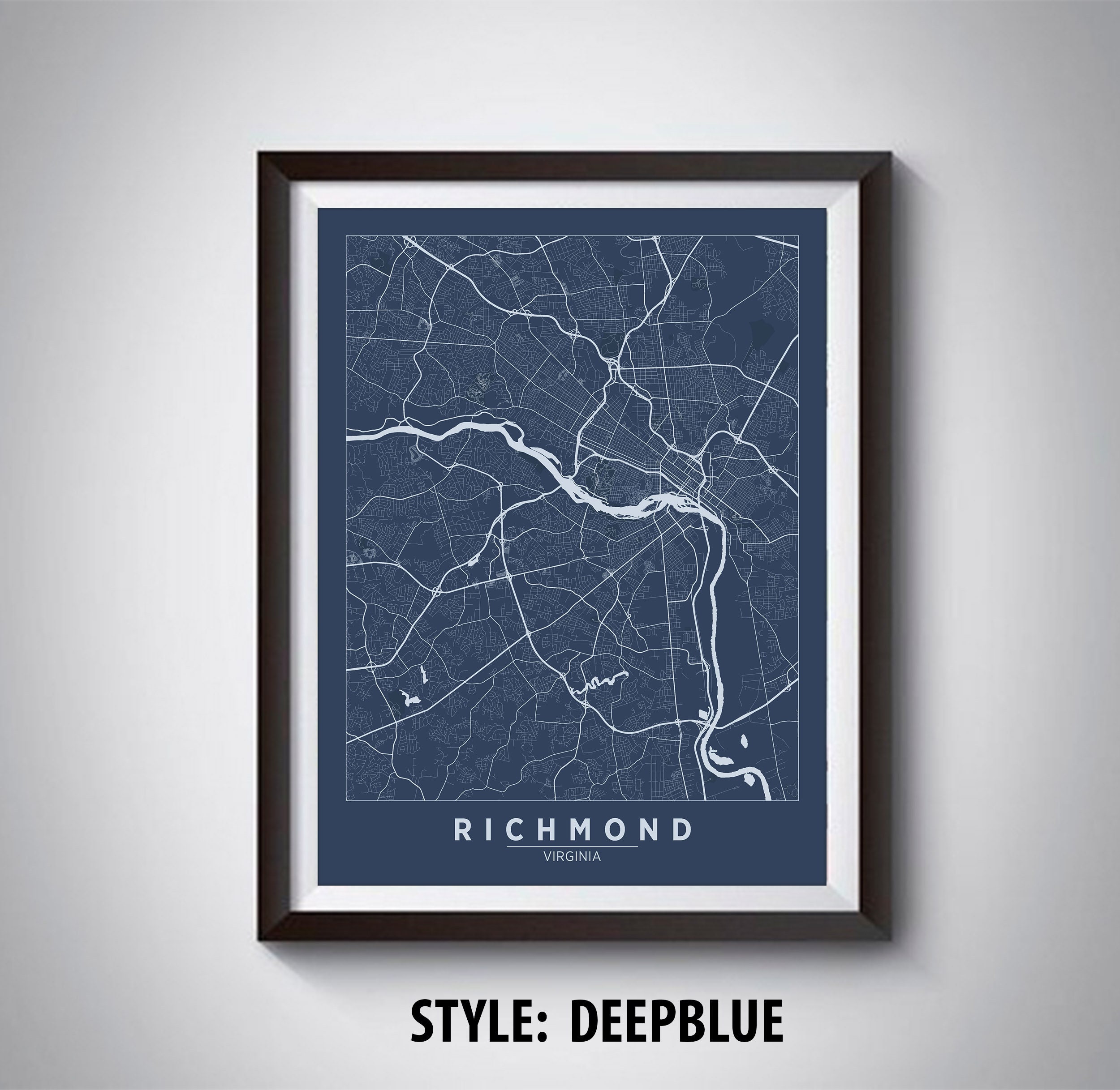 Map of Richmond VA Richmond Map Richmond Poster Office - Etsy