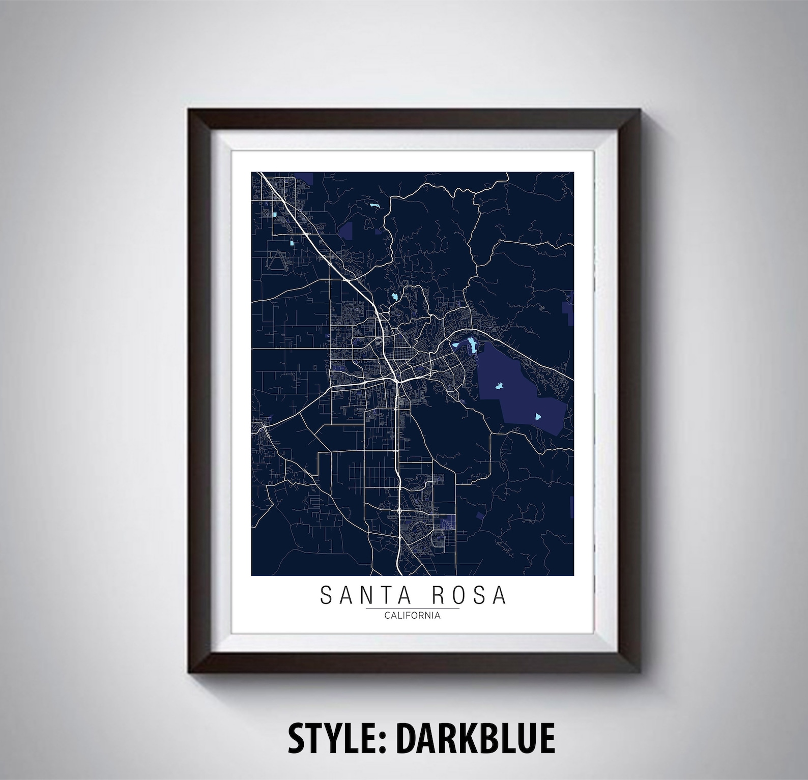 Map of Santa Rosa CA Santa Rosa Map Santa Rosa Poster - Etsy