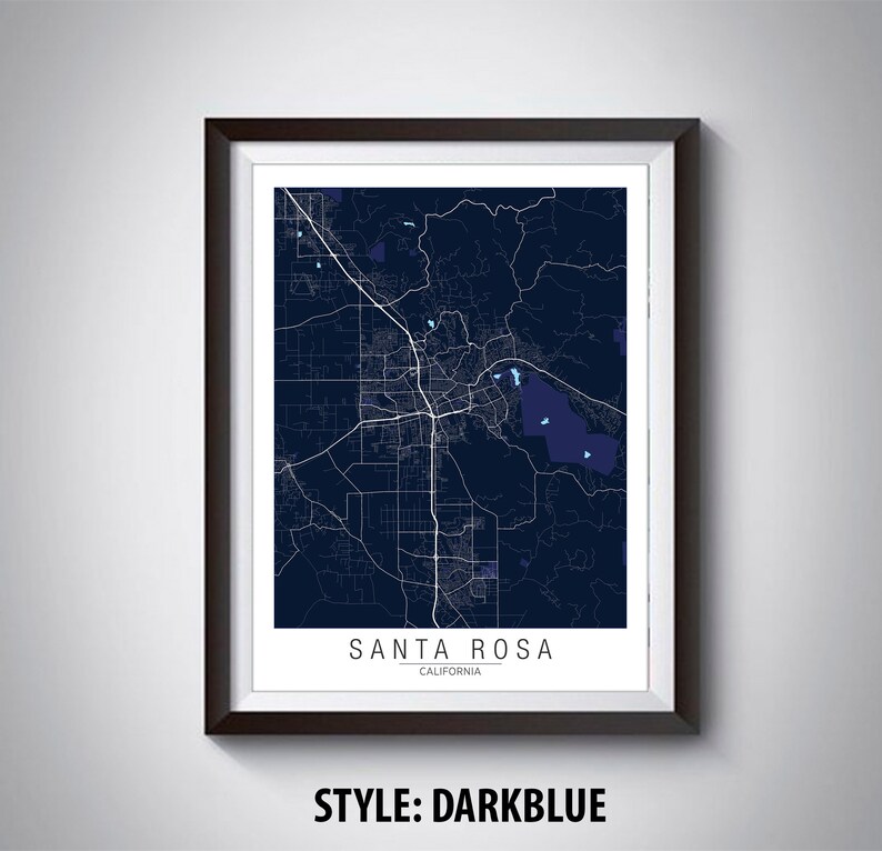 Map of Santa Rosa CA Santa Rosa Map Santa Rosa Poster - Etsy
