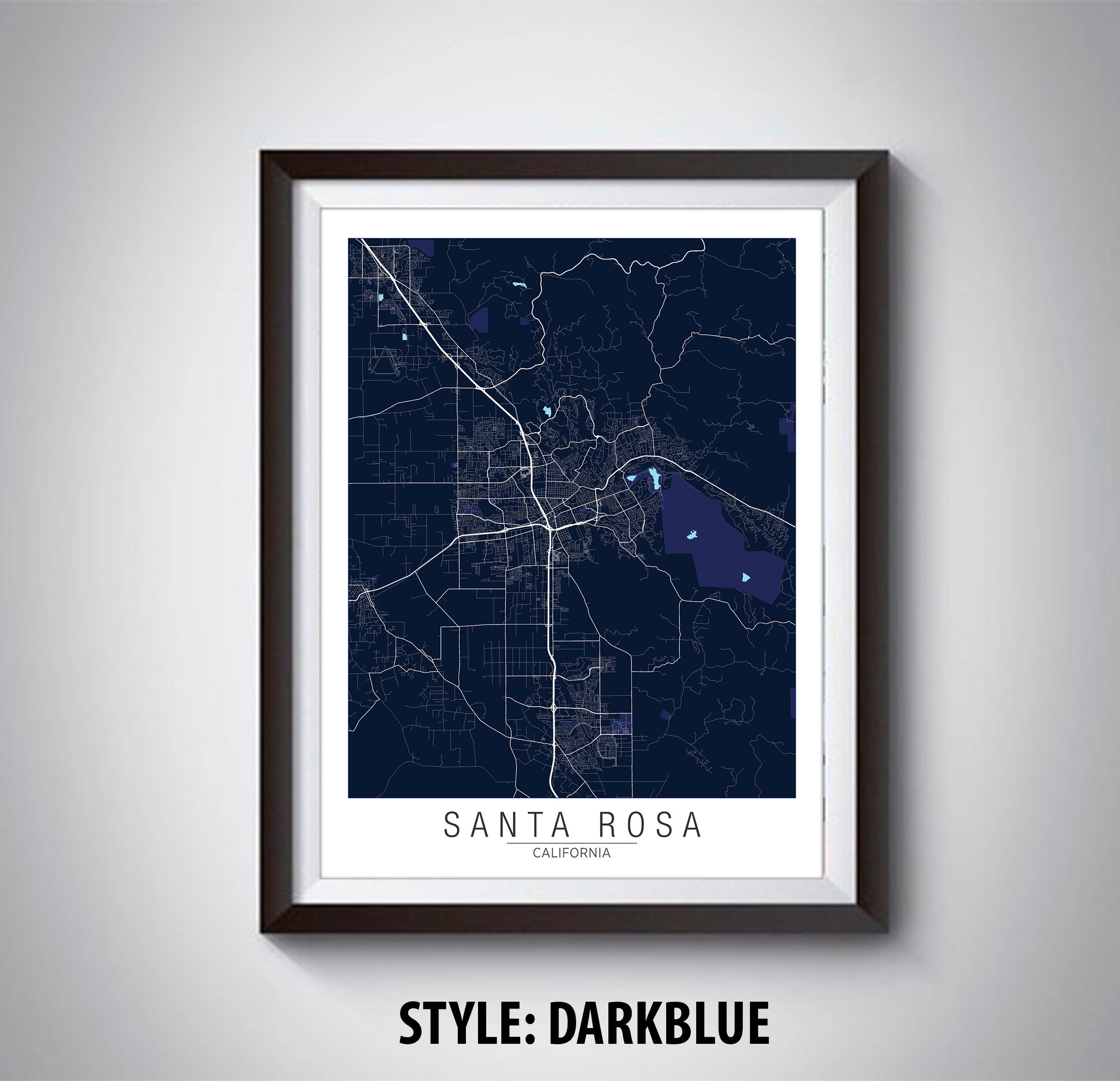 Map of Santa Rosa CA Santa Rosa Map Santa Rosa Poster - Etsy