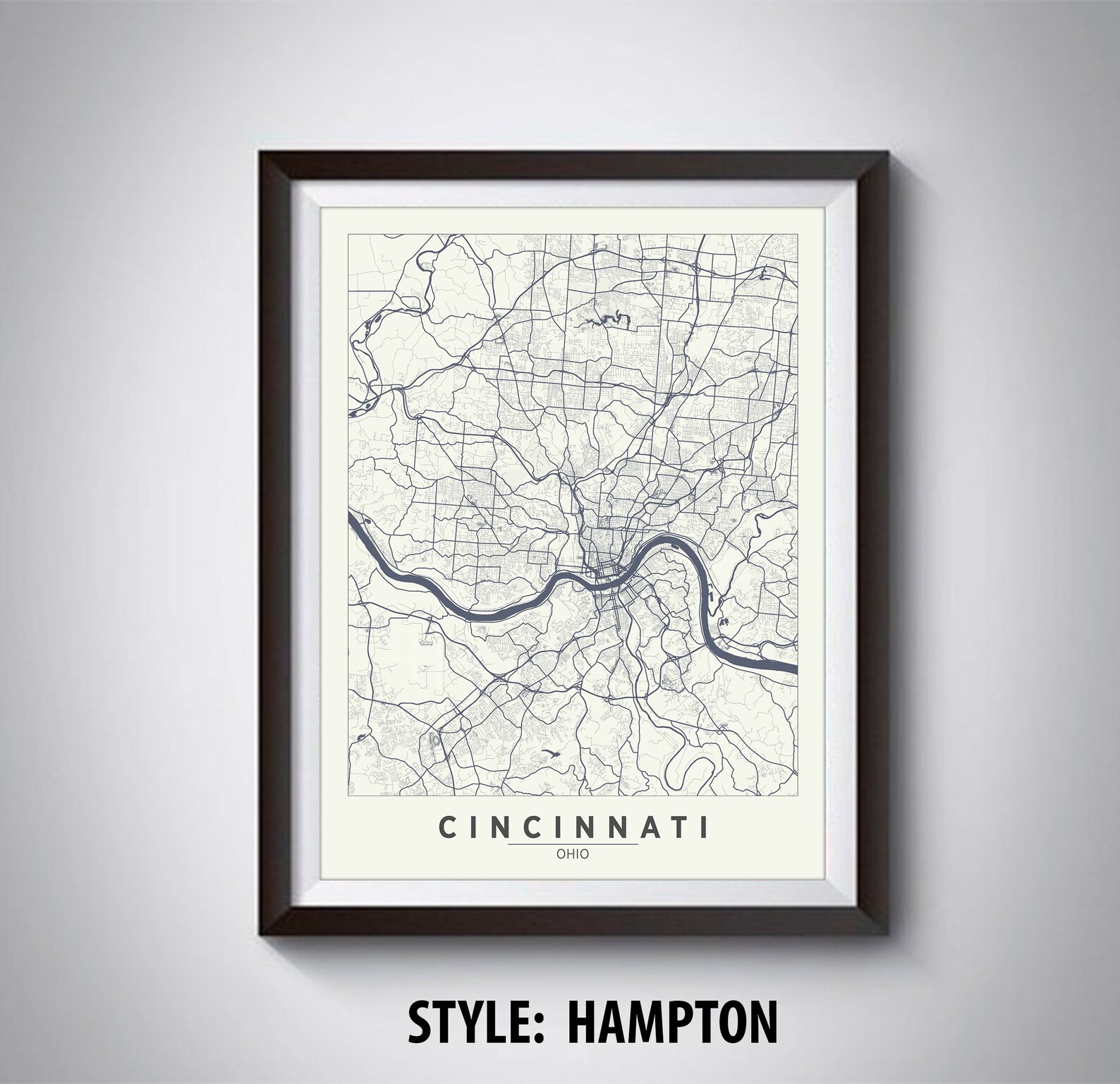 Cincinnati Map Print: Ohio Travel Poster, Office Wall Art - Etsy