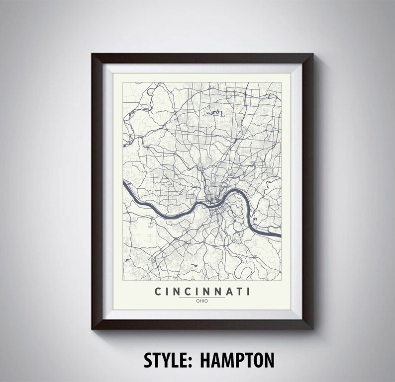 Cincinnati Map Print: Ohio Travel Poster, Office Wall Art - Etsy