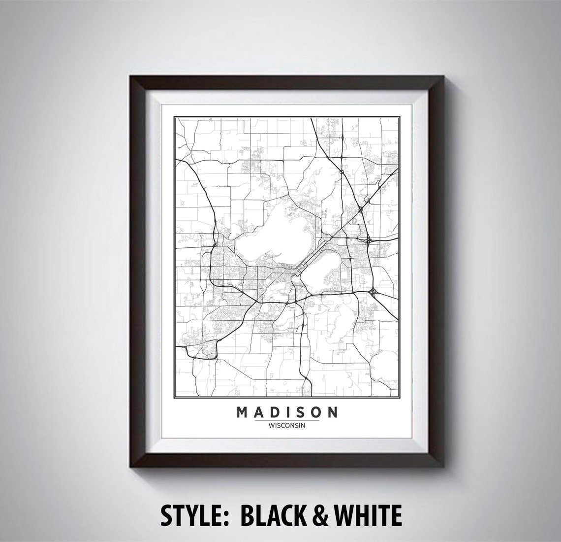 Map of Madison WI Madison Map Madison Poster Office - Etsy