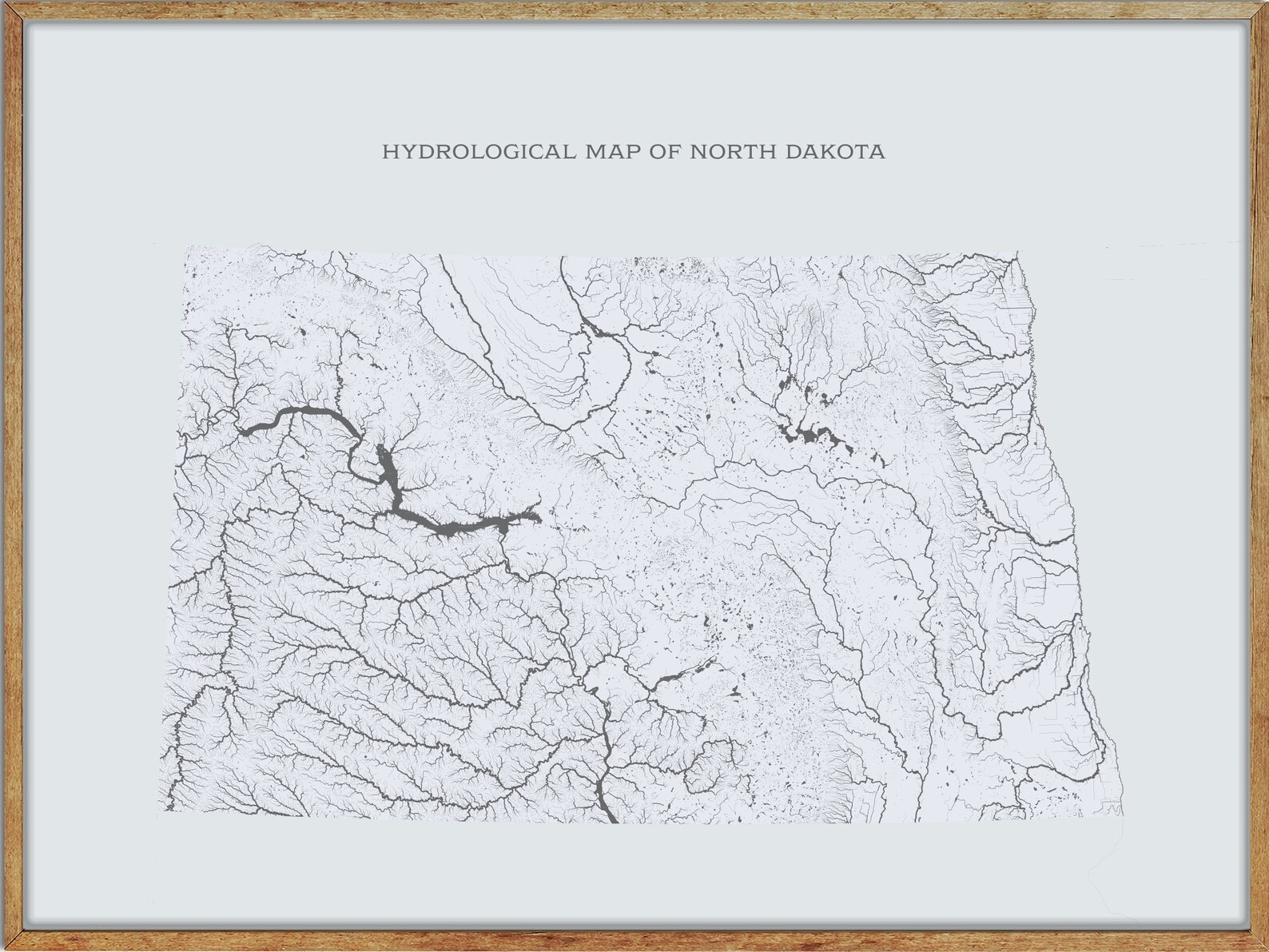 North Dakota Hydrological Map of Rivers and Lakes North - Etsy