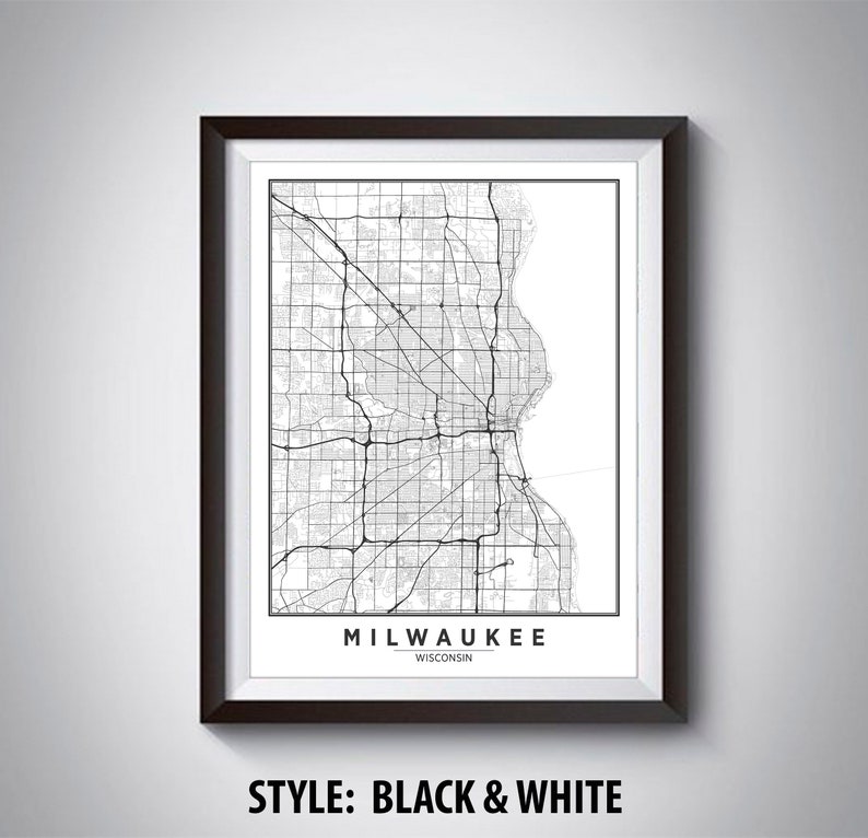 Map of Milwaukee WI Milwaukee Map Milwaukee Poster | Etsy