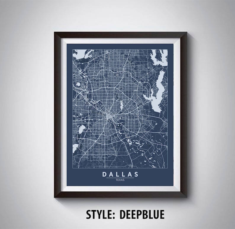 Dallas TX Map Art Print: Vintage Style Travel Poster - Etsy
