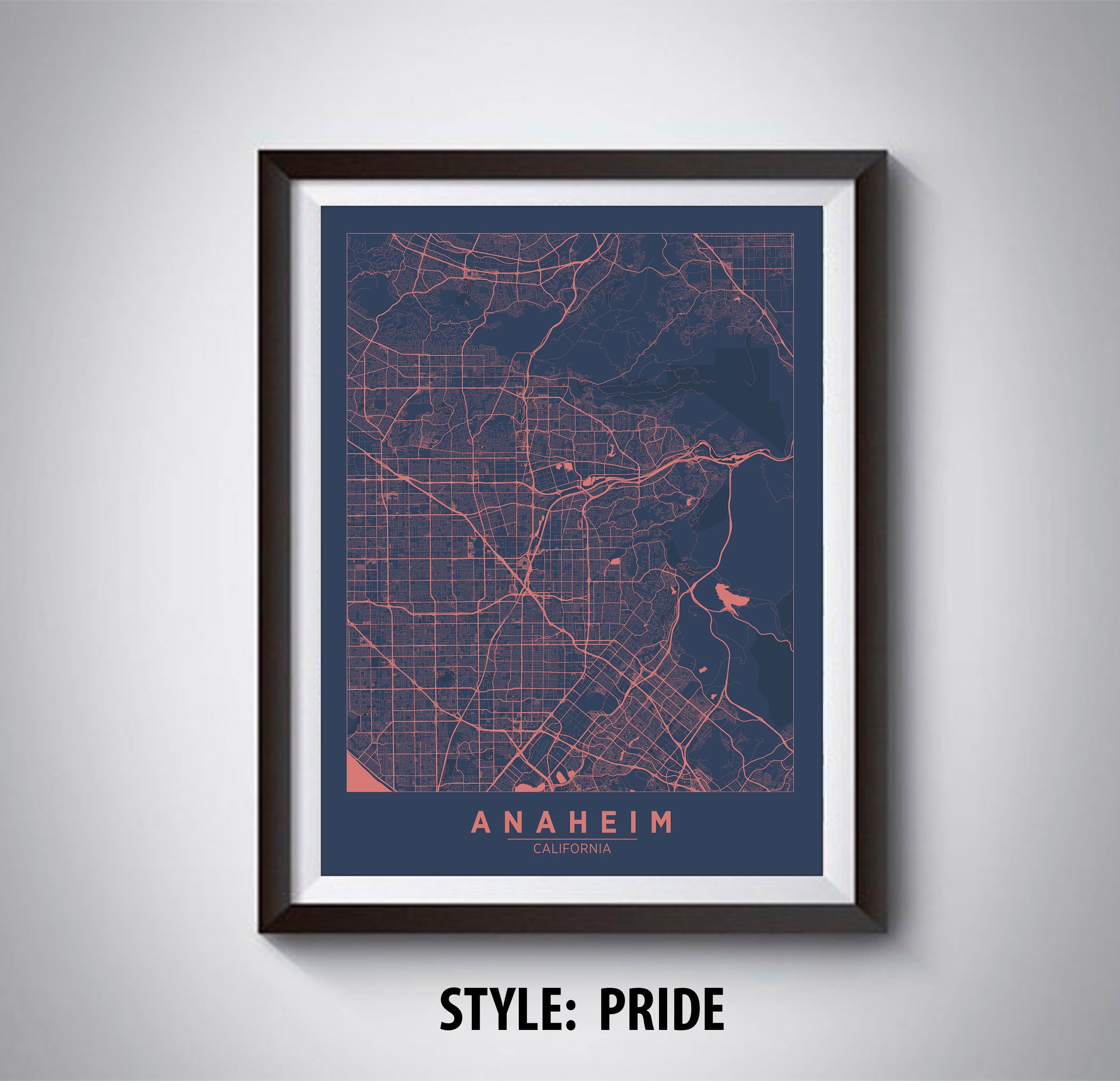 Map of Anaheim CA Anaheim Map Anaheim Poster Office - Etsy