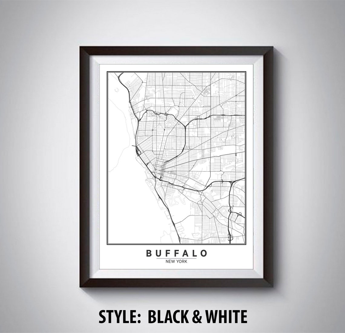 Map of Buffalo NY Buffalo Map Buffalo Poster Office | Etsy