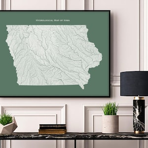 Iowa Rivers Map Poster: Hydrological Art Print - Etsy