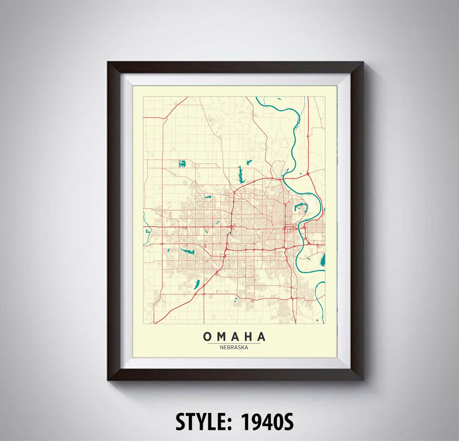 Map of Omaha NE Omaha Map Omaha Poster Office Décor | Etsy