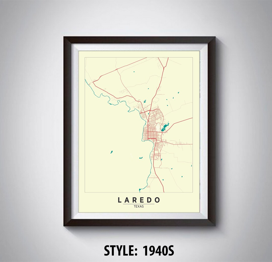 Map of Laredo, TX - Laredo Map - Laredo Poster - Office Décor - Wall ...