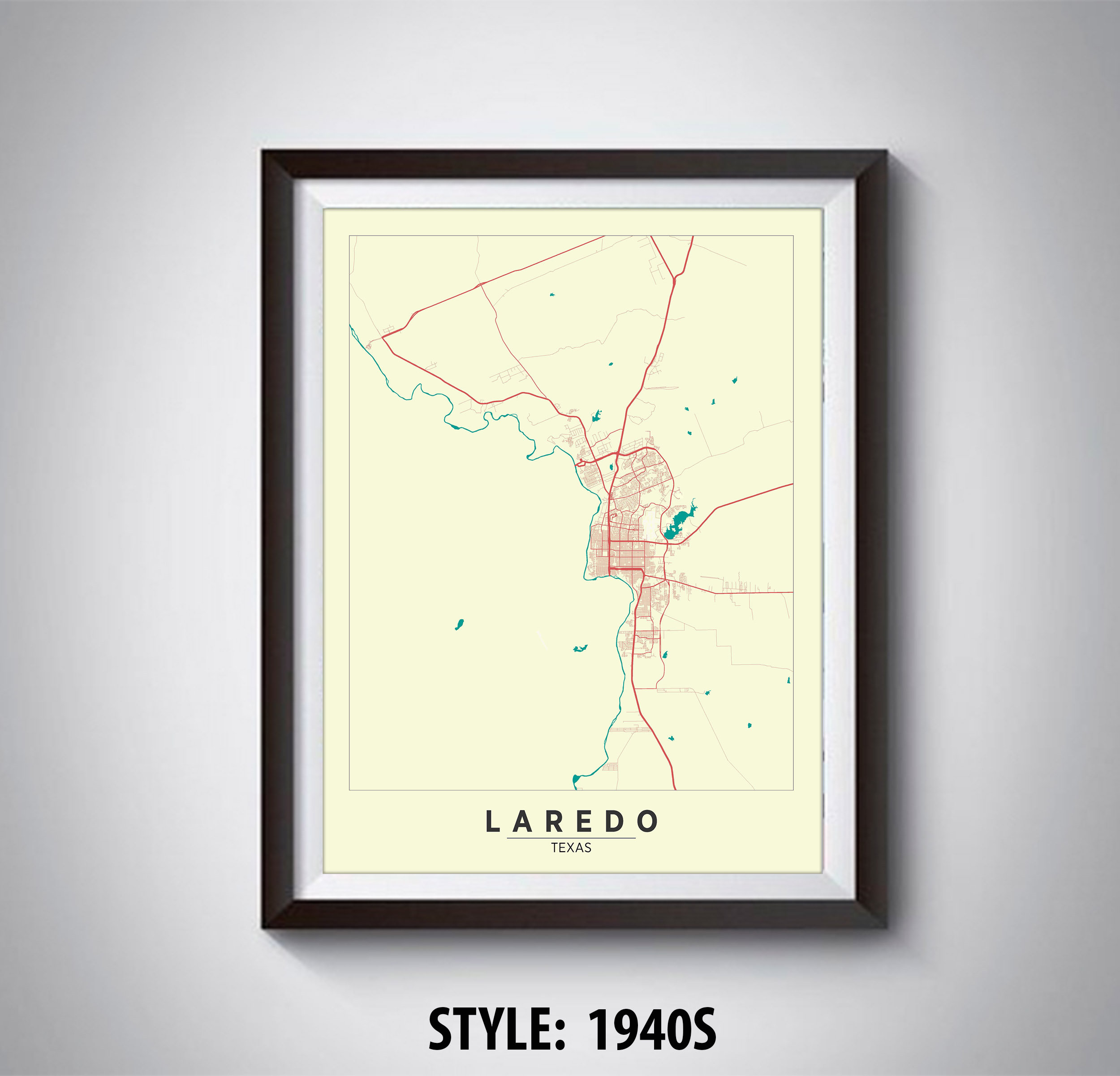 Map of Laredo TX Laredo Map Laredo Poster Office Décor | Etsy