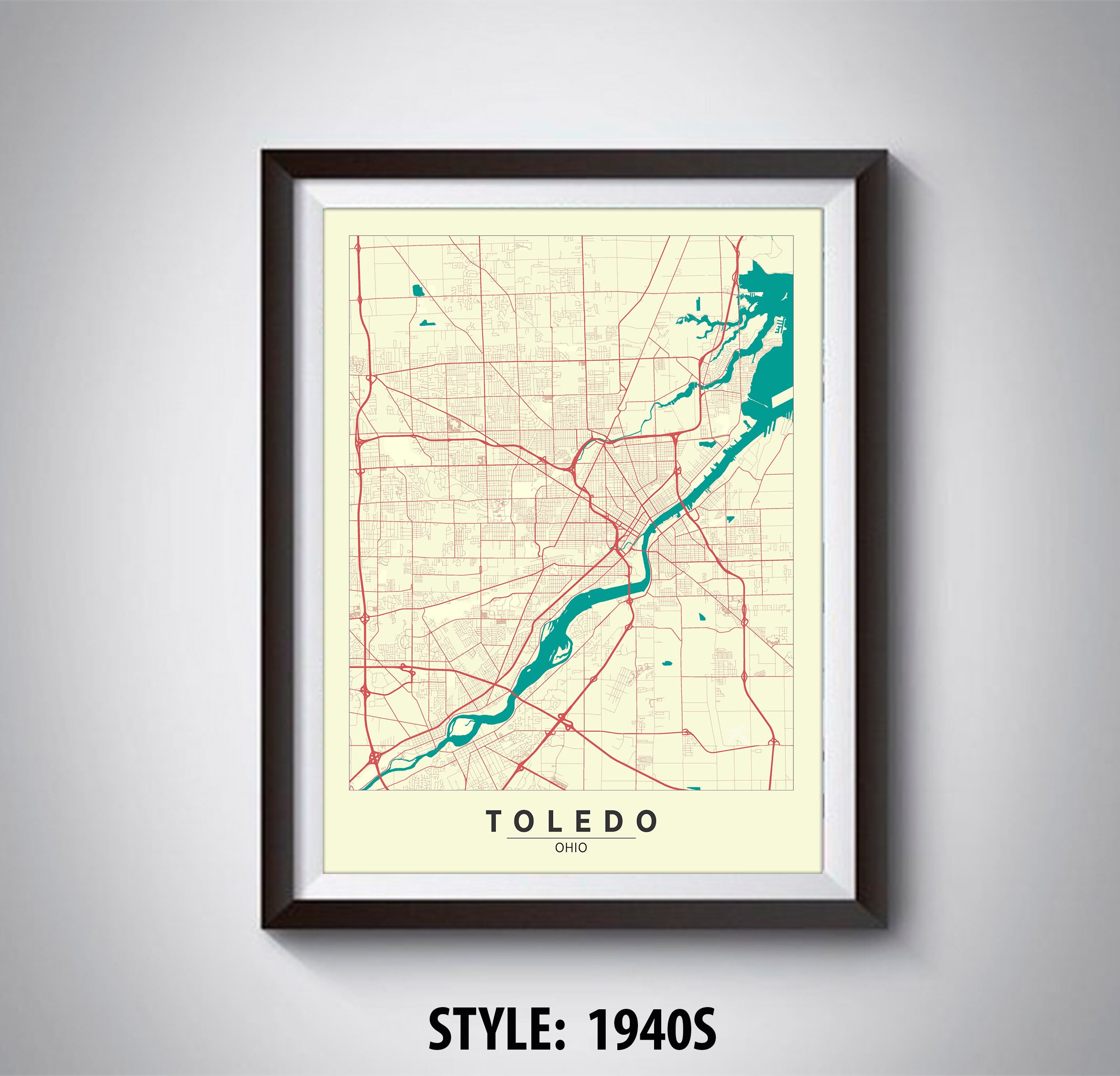 Mapa de Toledo OH Mapa de Toledo Cartel de Toledo - Etsy México