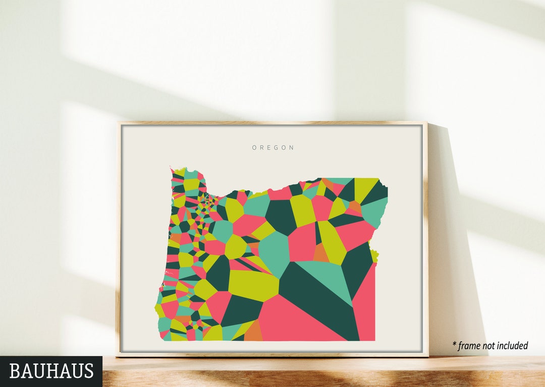 Oregon Polygon Map Print, Dimensional Midcentury Wall Art, Oregon ...
