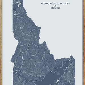 Idaho Hydrological Map of Rivers and Lakes, Idaho Rivers Poster Map - Etsy