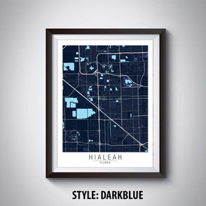 Map of Hialeah, FL - Hialeah Map - Hialeah Poster - Office Décor - Wall ...