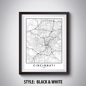 Cincinnati Map Print: Ohio Travel Poster, Office Wall Art - Etsy