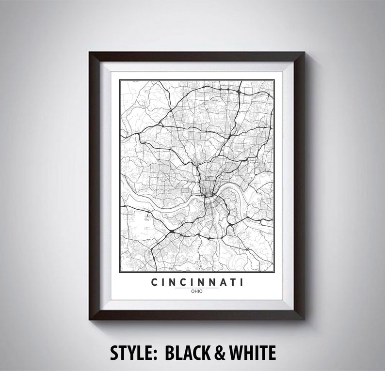 Cincinnati Map Print: Ohio Travel Poster, Office Wall Art - Etsy