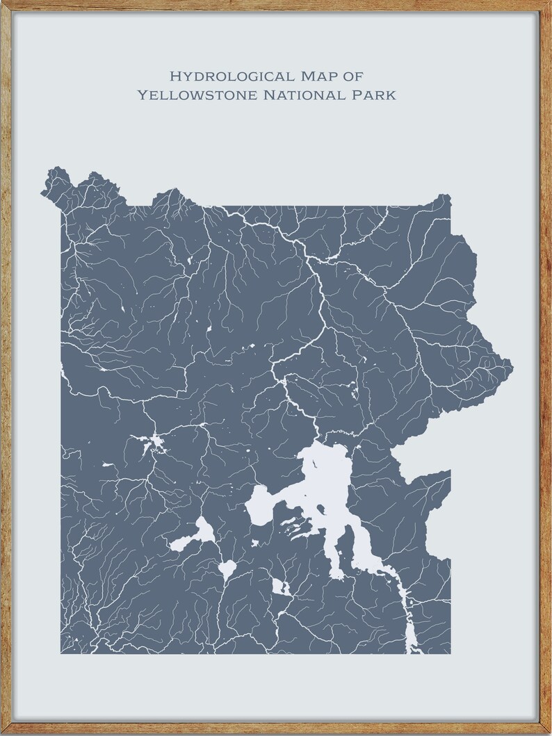 Yellowstone National Park Hydrological Map of Rivers and - Etsy