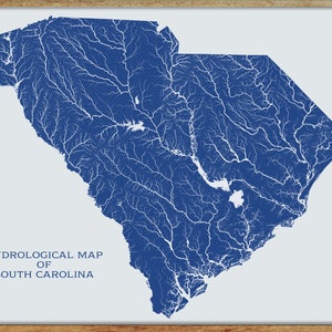 South Carolina Hydrological Map of Rivers and Lakes, South Carolina ...