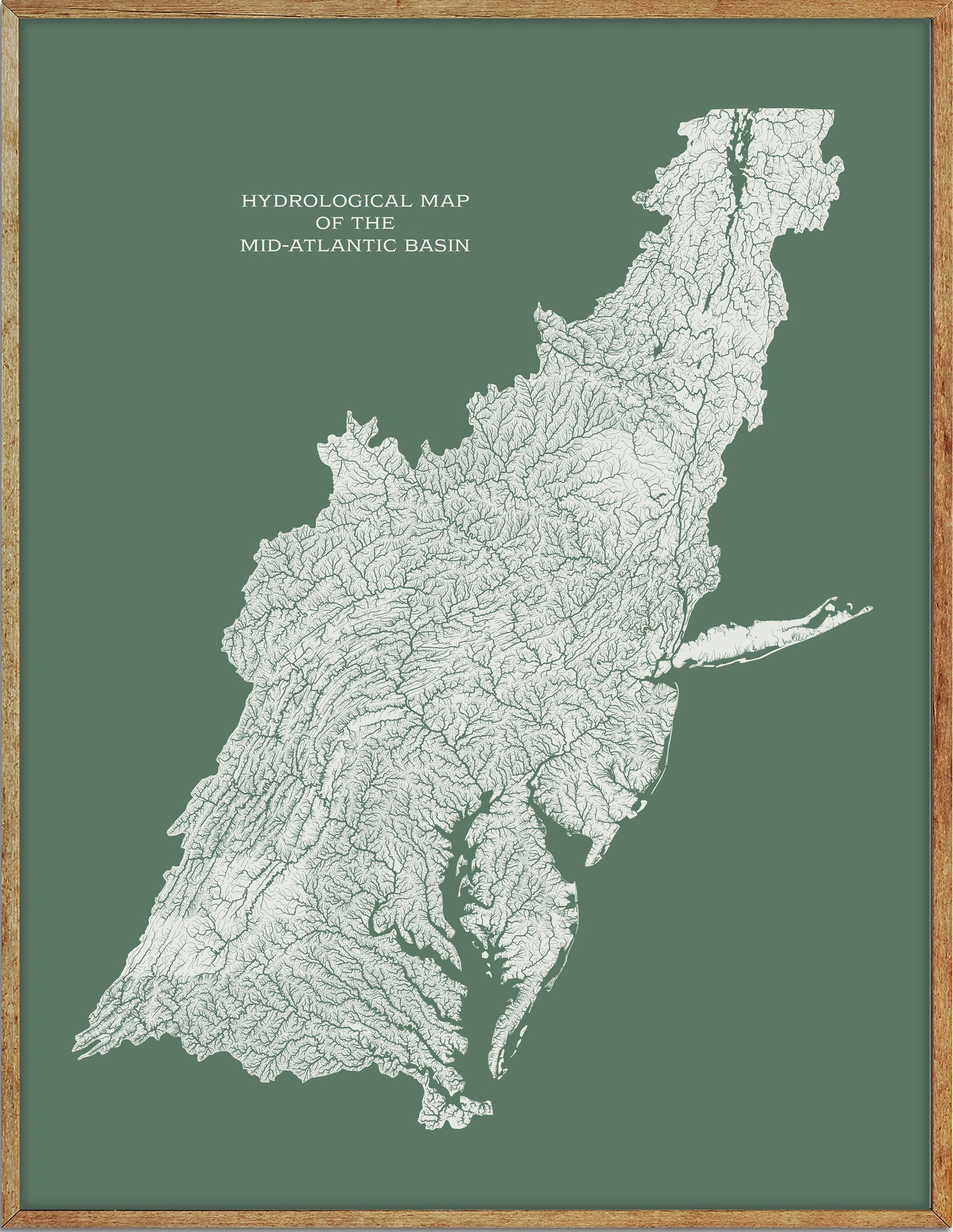 Mid-atlantic Basin Hydrological Map: Rivers & Lakes Poster - Etsy