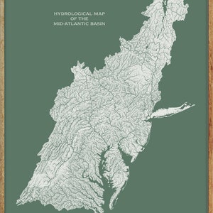 Mid-atlantic Basin Hydrological Map of Rivers and Lakes, Mid-atlantic ...