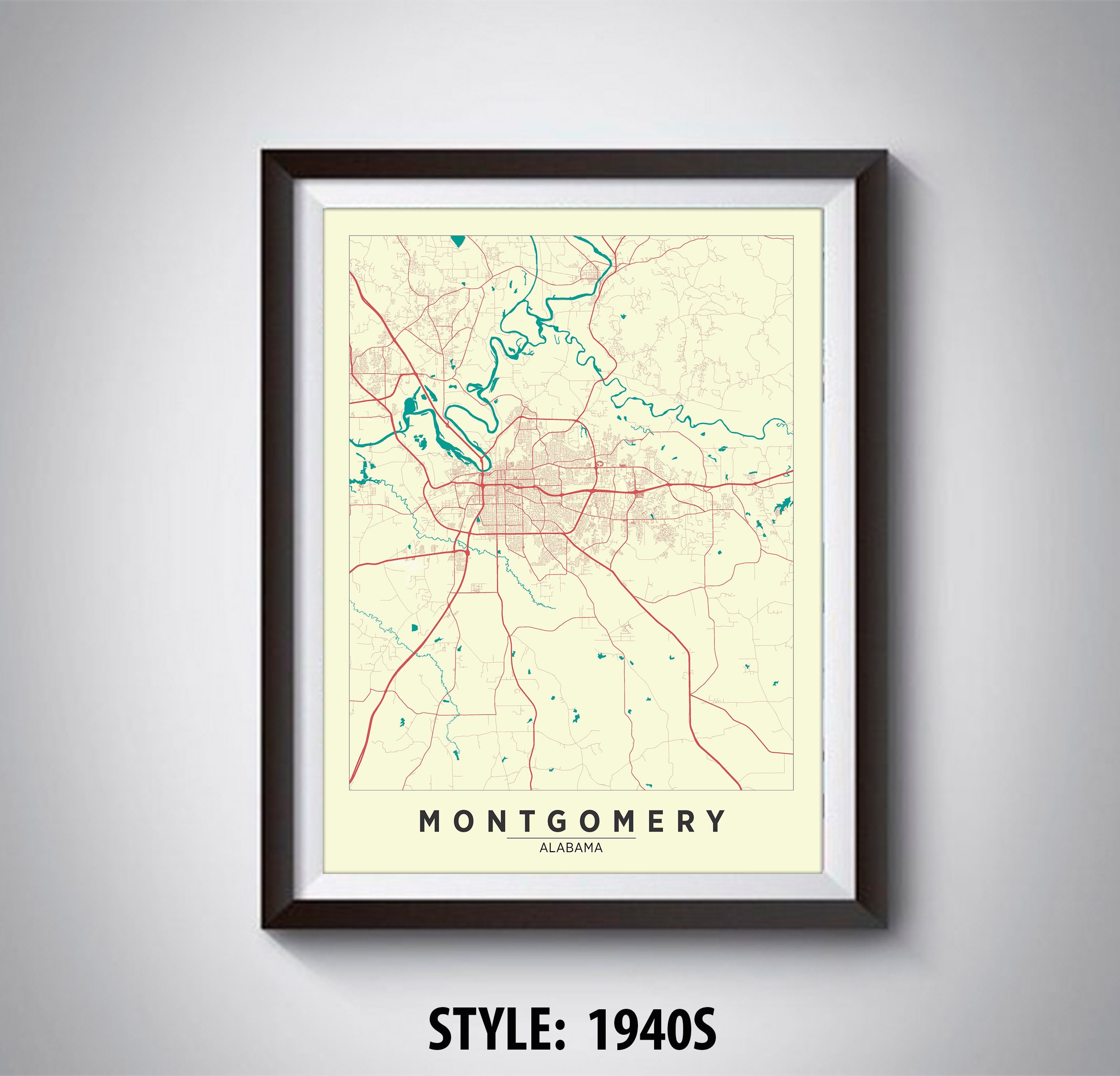 Map of Montgomery AL Montgomery Map Montgomery Poster | Etsy