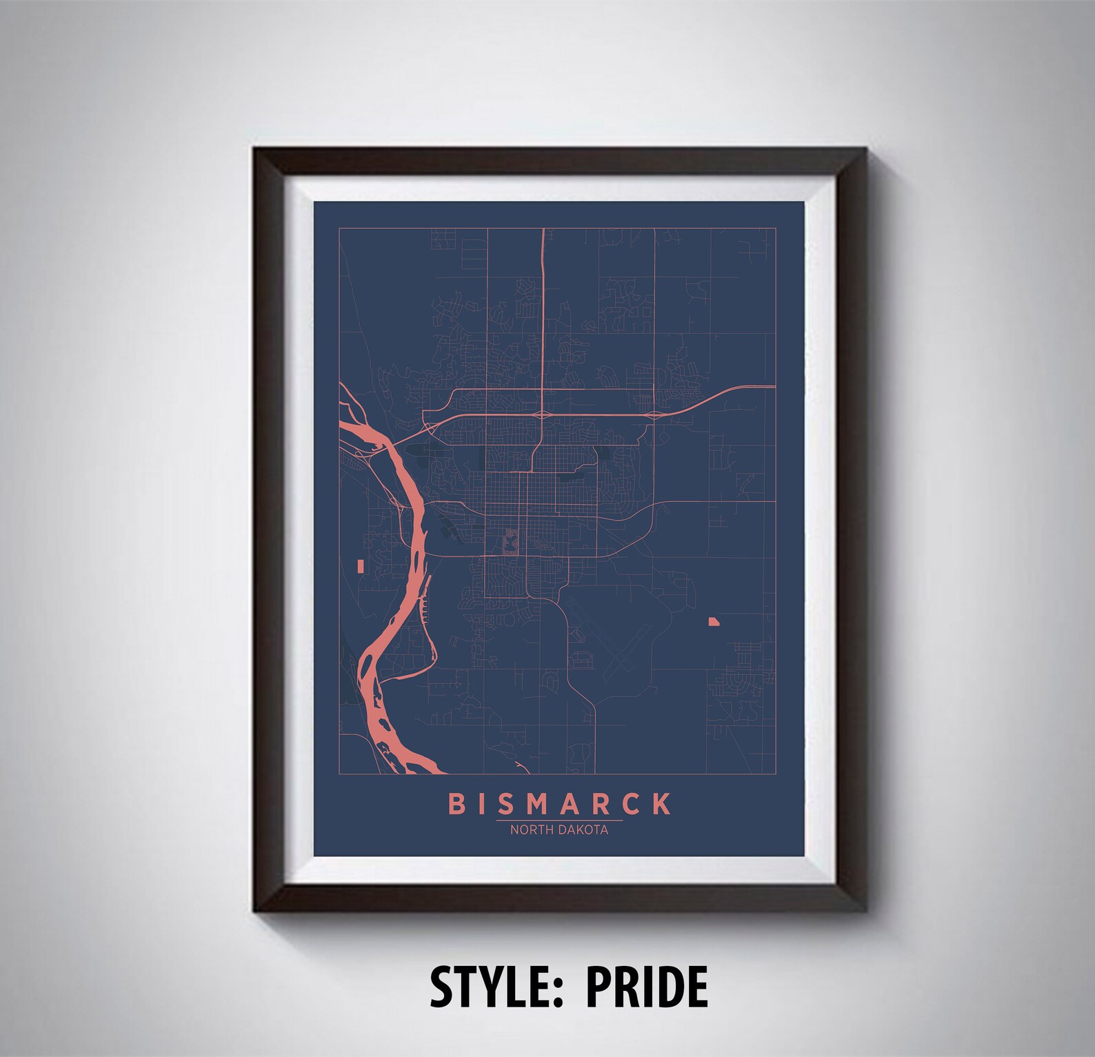Map of Bismarck ND Bismarck Map Bismarck Poster Office | Etsy