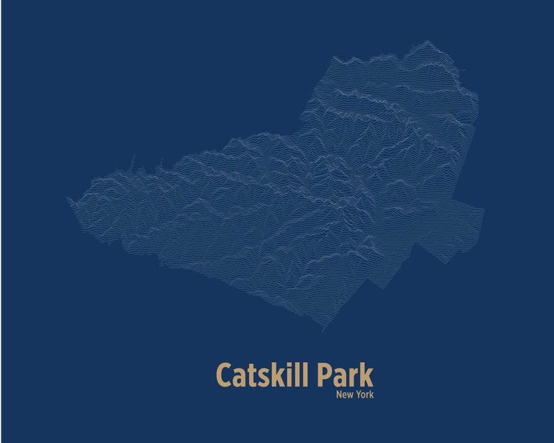 Catskill Park Ridgeline Map Geographic Contours Print of | Etsy