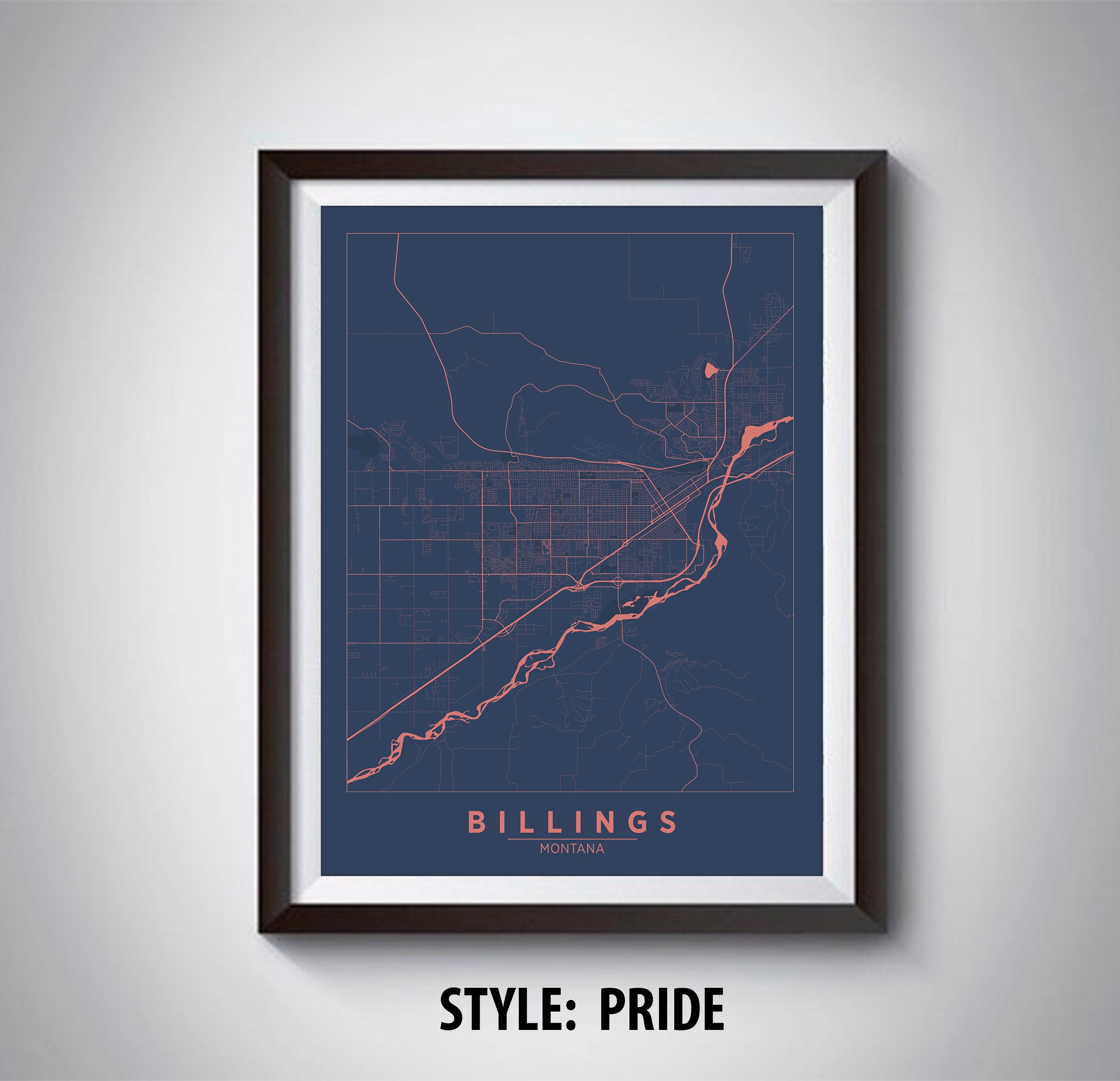 Map of Billings MT Billings Map Billings Poster Office - Etsy