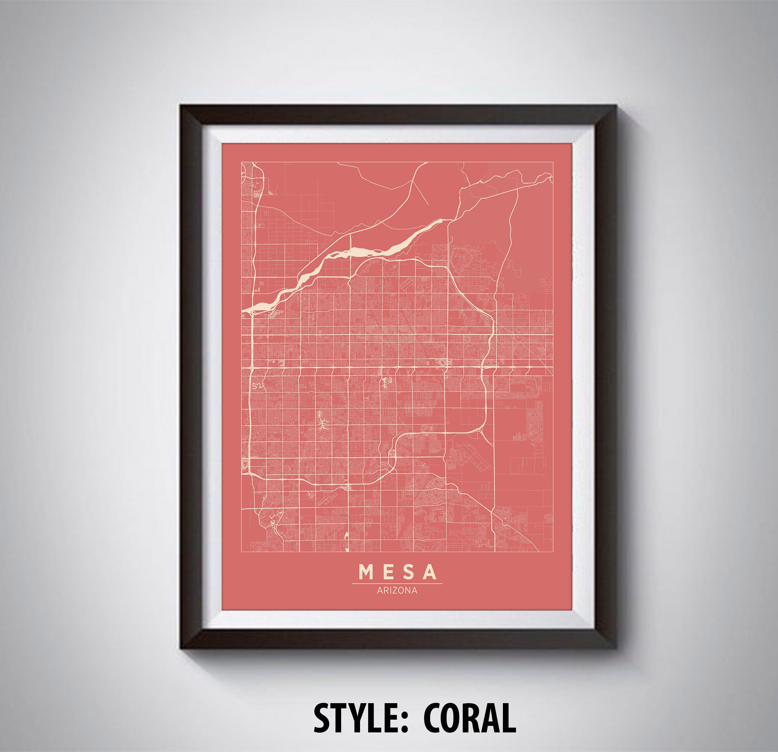 Map of Mesa AZ Mesa Map Mesa Poster Office Décor Wall | Etsy