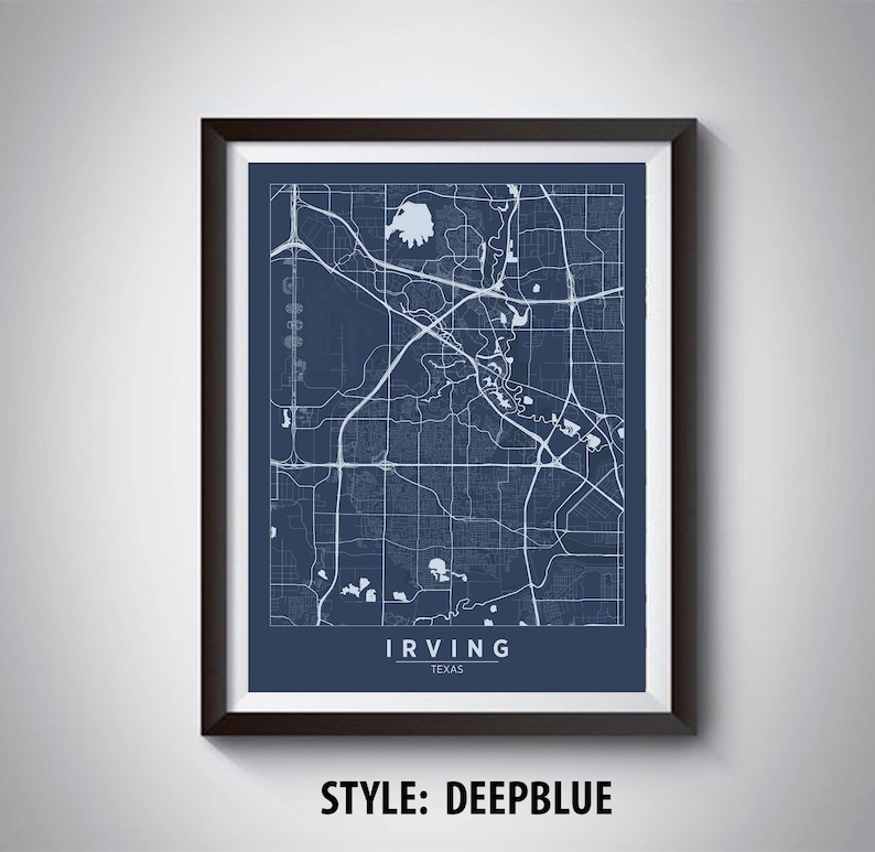 Irving Texas Map Print: Vintage Style Office Wall Art - Etsy