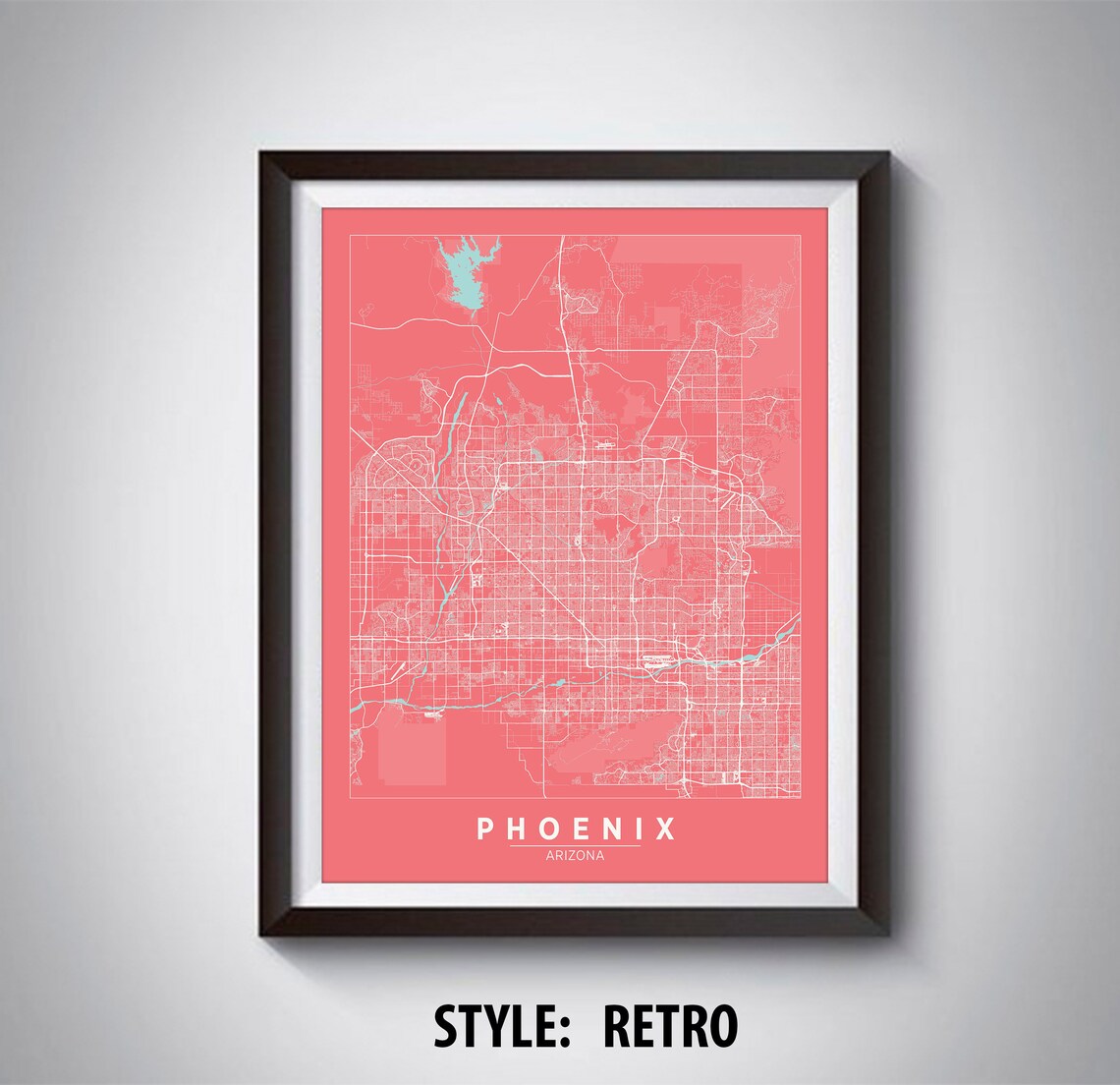 Map of Phoenix Arizona Phoenix Map Phoenix Poster | Etsy