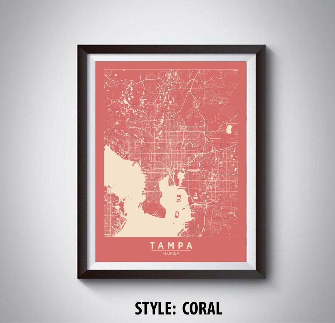 Map of Tampa FL Tampa Map Tampa Poster Office Décor | Etsy