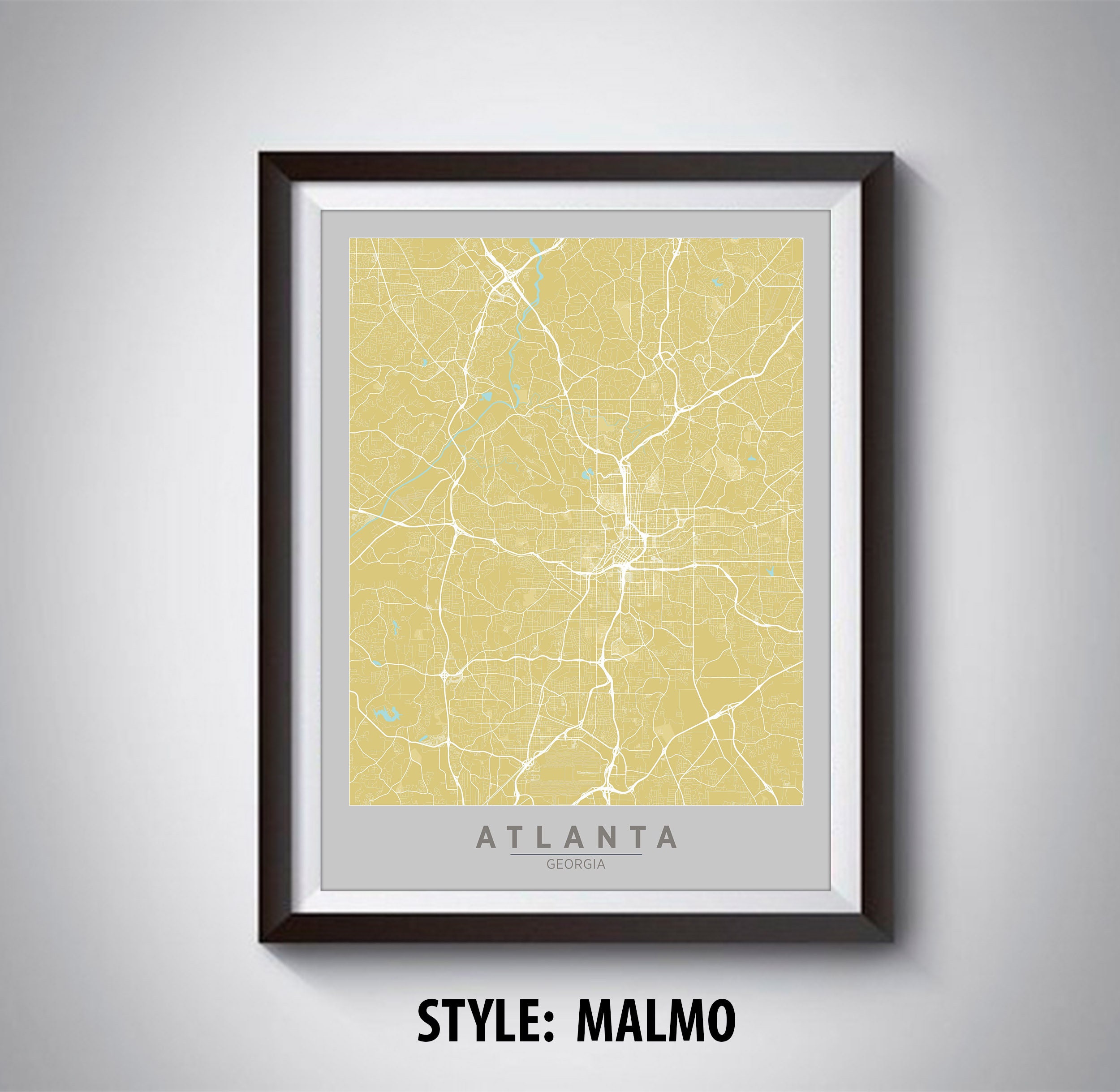Map of Atlanta GA Atlanta Map Atlanta Poster Office | Etsy