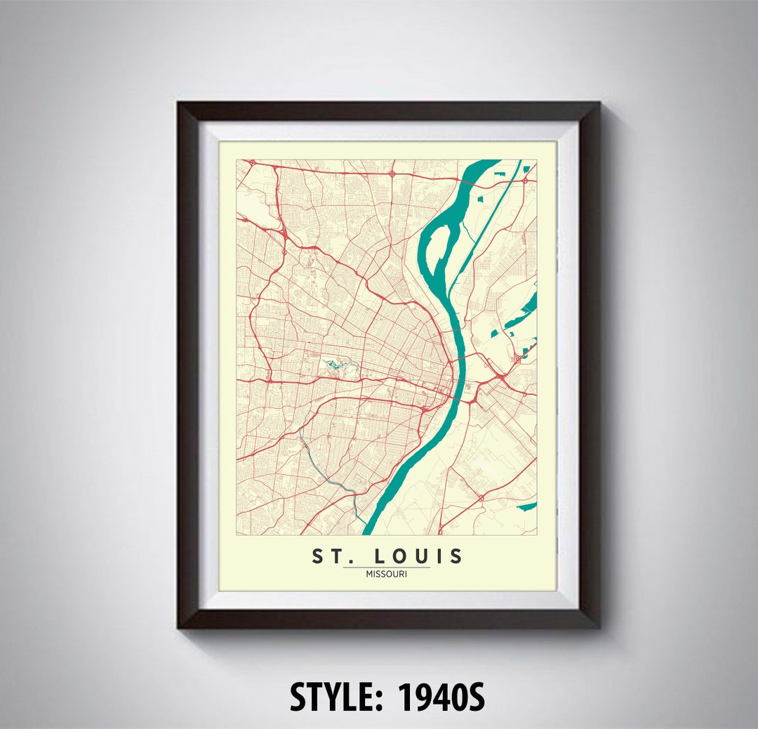 St. Louis Map Art Print: Vintage Style Office Decor - Etsy