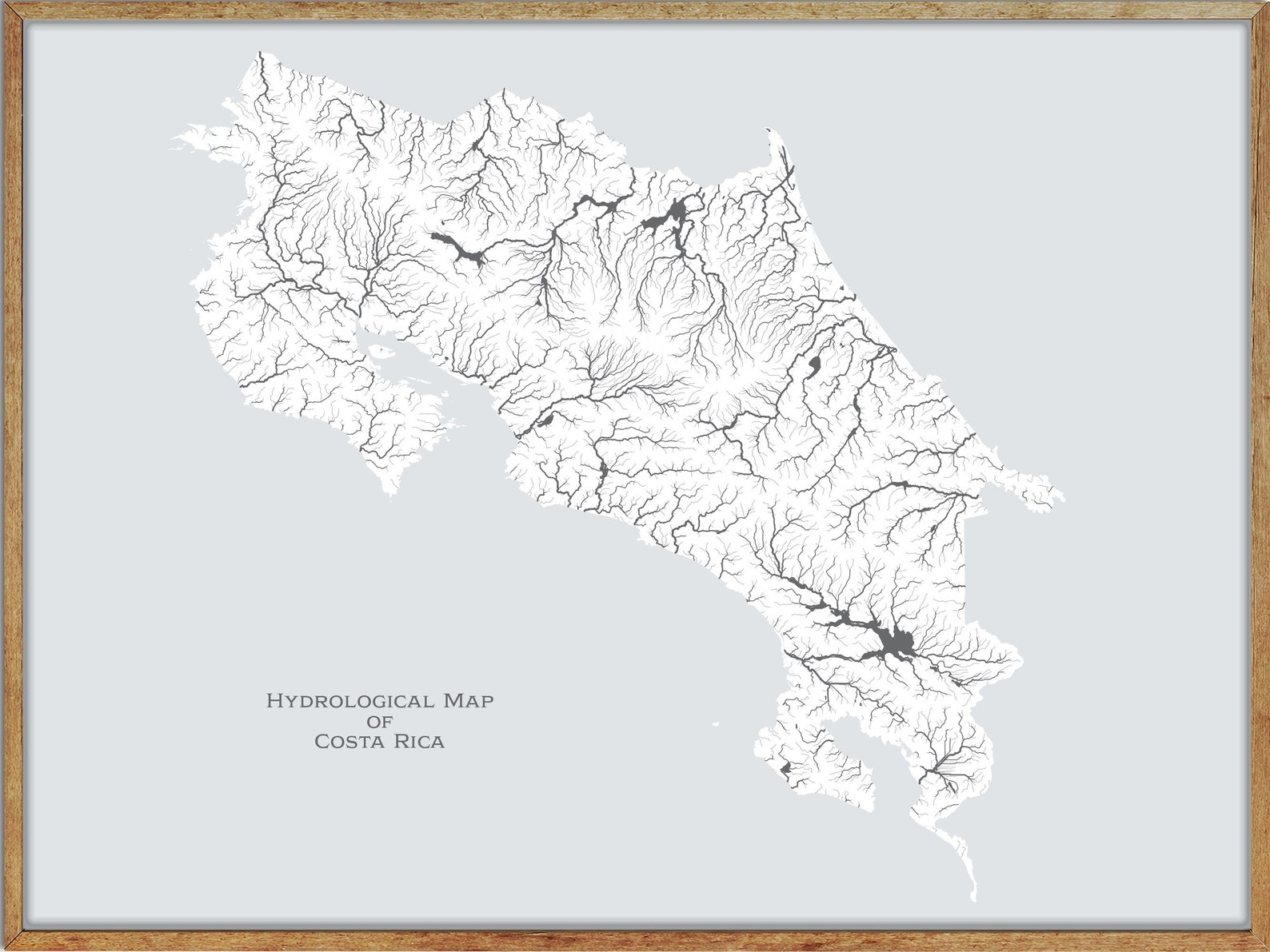 Costa Rica Hydrological Map of Rivers and Lakes Costa Rica | Etsy