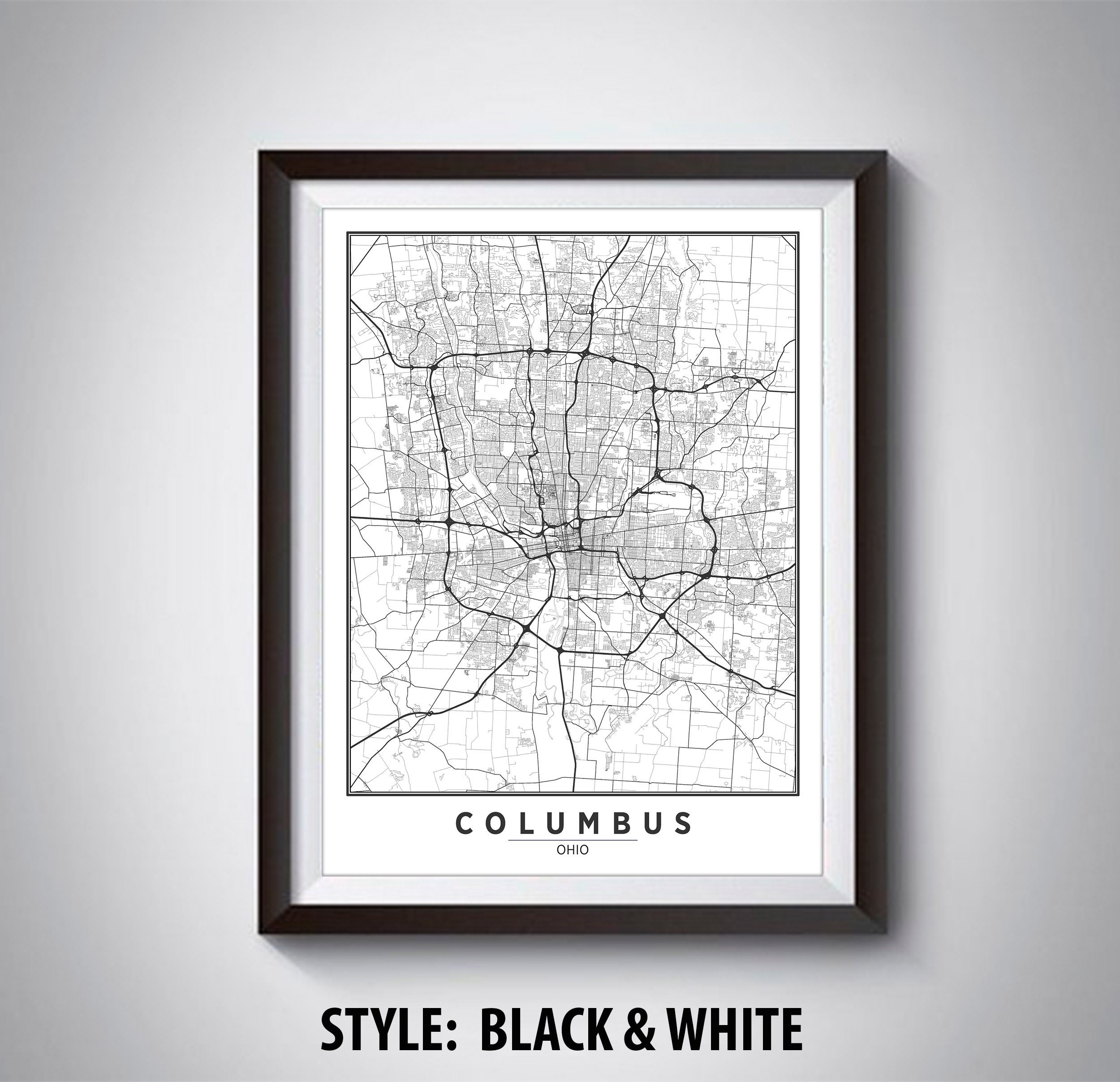Map of Columbus OH Columbus Map Columbus Poster Office | Etsy Canada