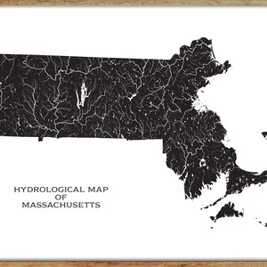 Massachusetts Rivers and Lakes Map Poster: Hydrological Art Print - Etsy