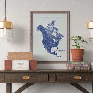 North America Hydrological Map of Rivers and Lakes, North America ...