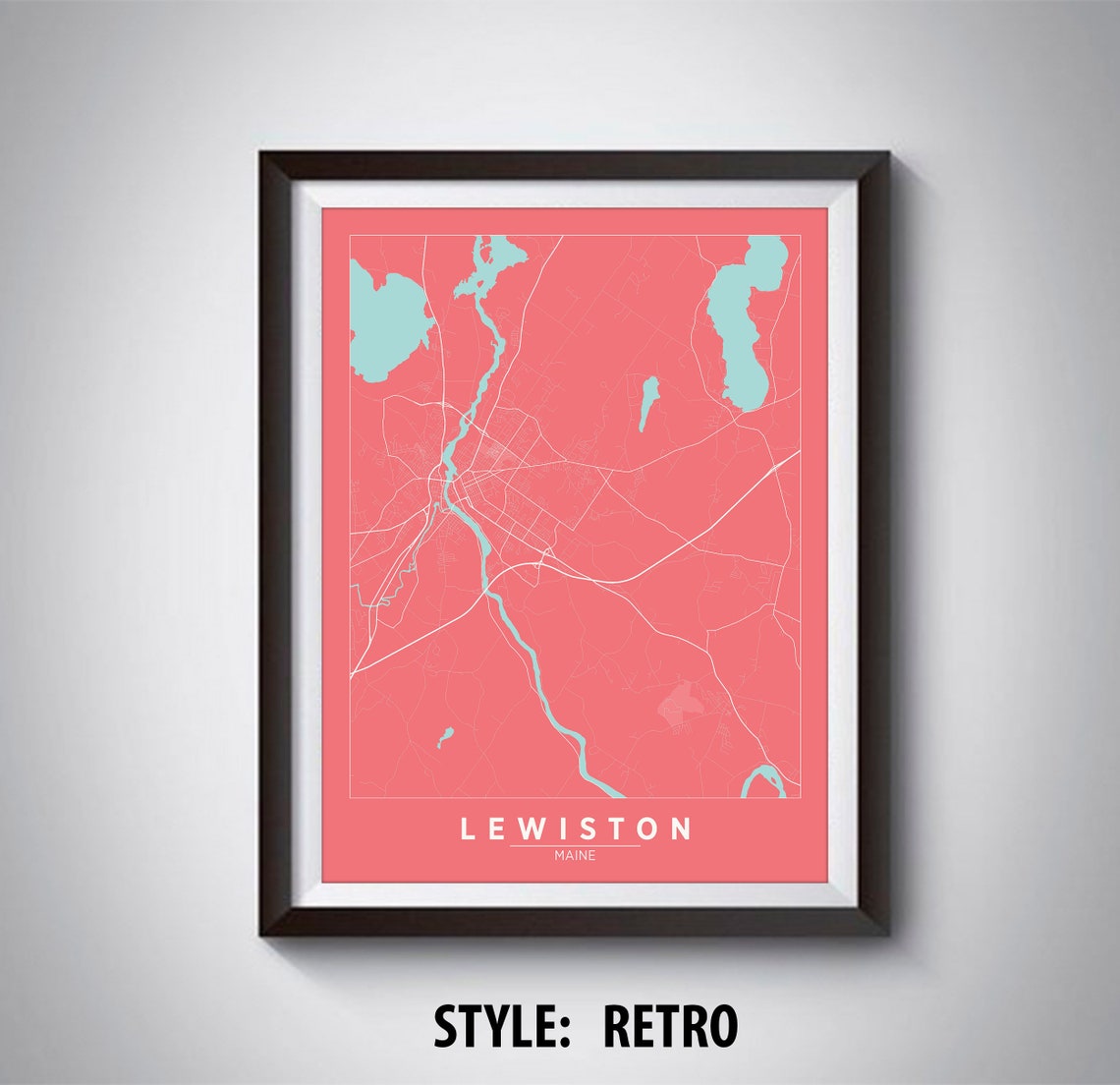 Map of Lewiston ME Lewiston Map Lewiston Poster Office - Etsy