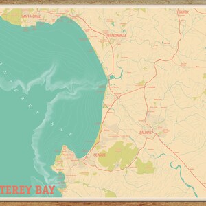Monterey Bay Map - Print Wall Art - Monterey Bay California Map - Etsy