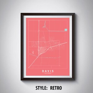 Map of Davis, CA - Davis Map - Davis Poster - Office Décor - Wall Art ...