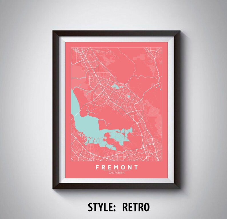 Map of Fremont CA Fremont Map Fremont Poster Office | Etsy